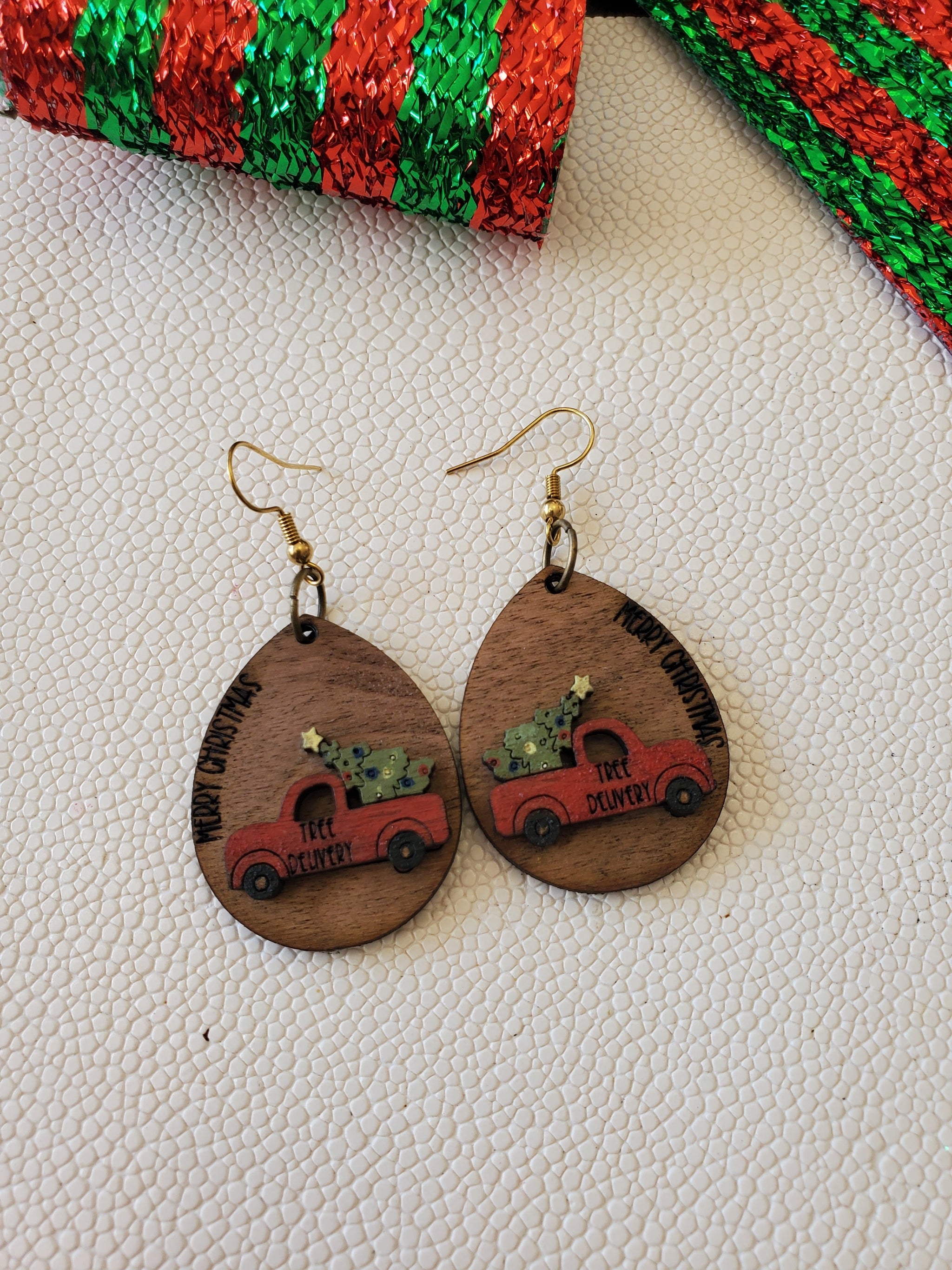 Christmas Truck Earrings Handmade Gifts for Her Ink Inspirations Boutique